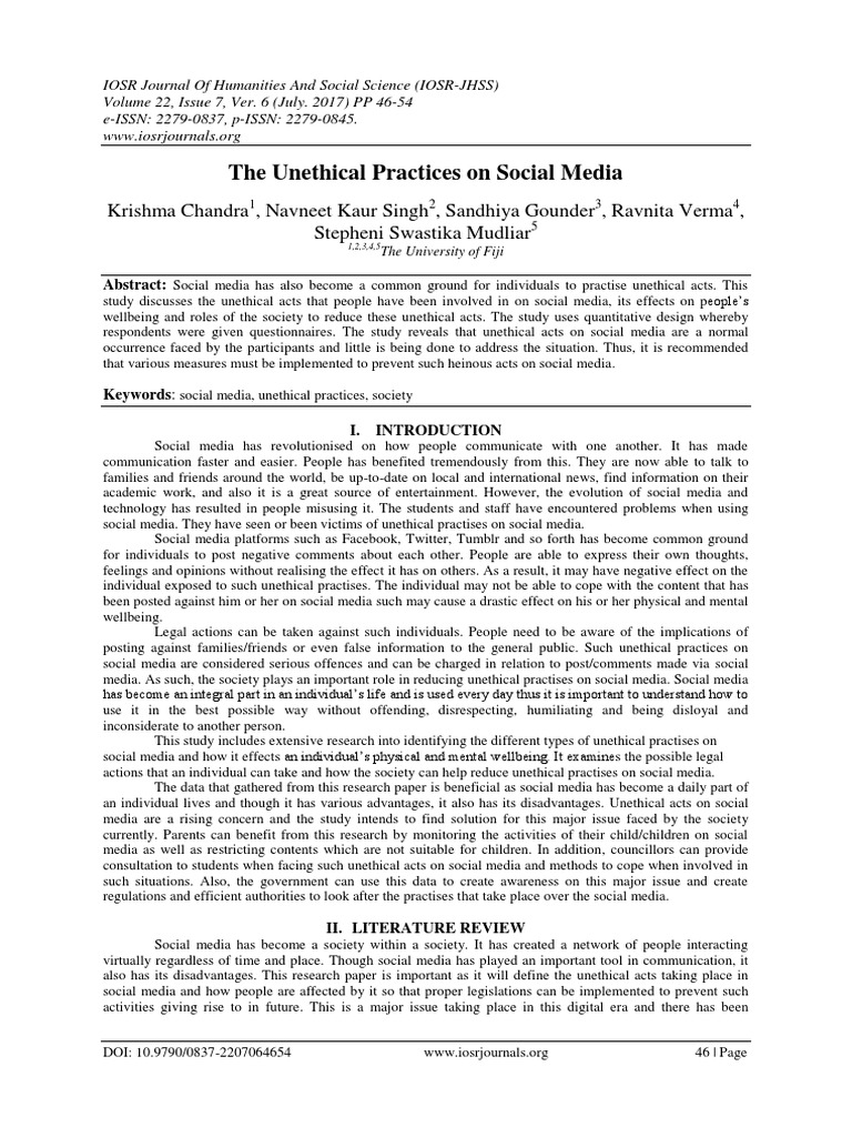 The Unethical Practices On Social Media | PDF | Social Media | Popular ...