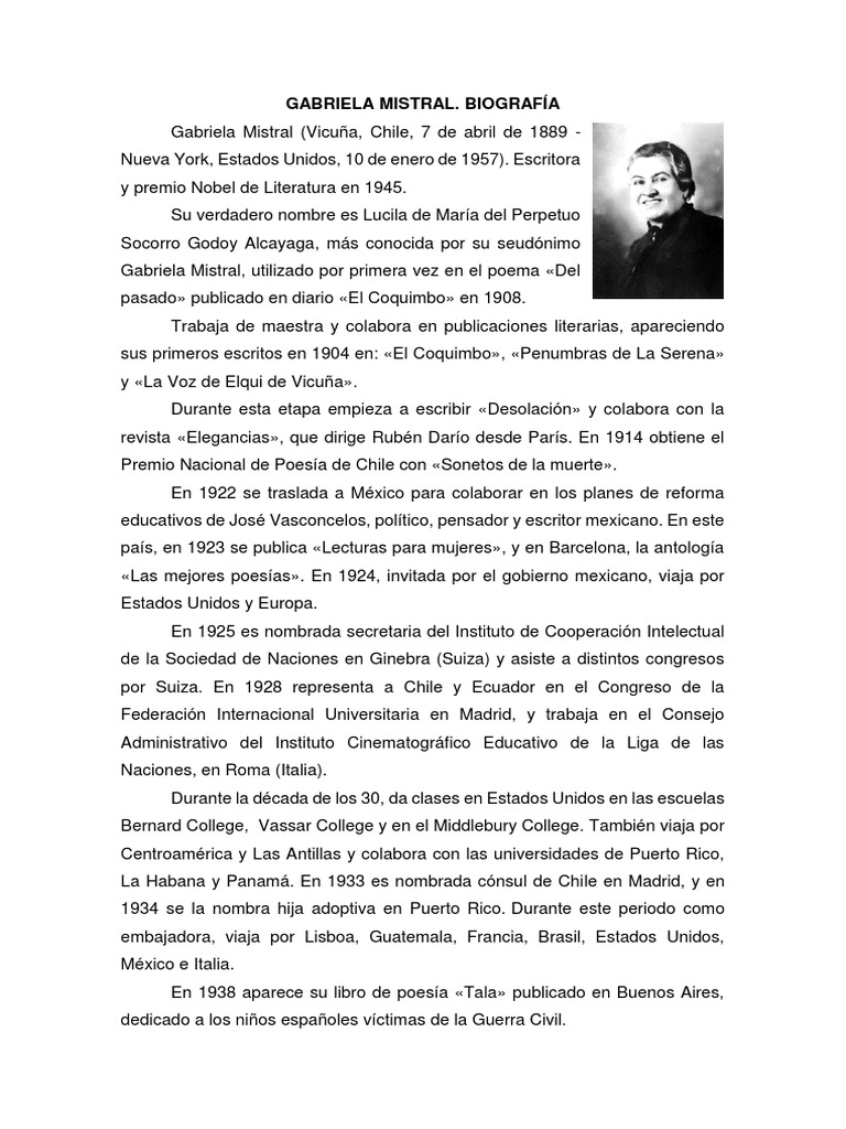 Gabriela Mistral | PDF | Poesía