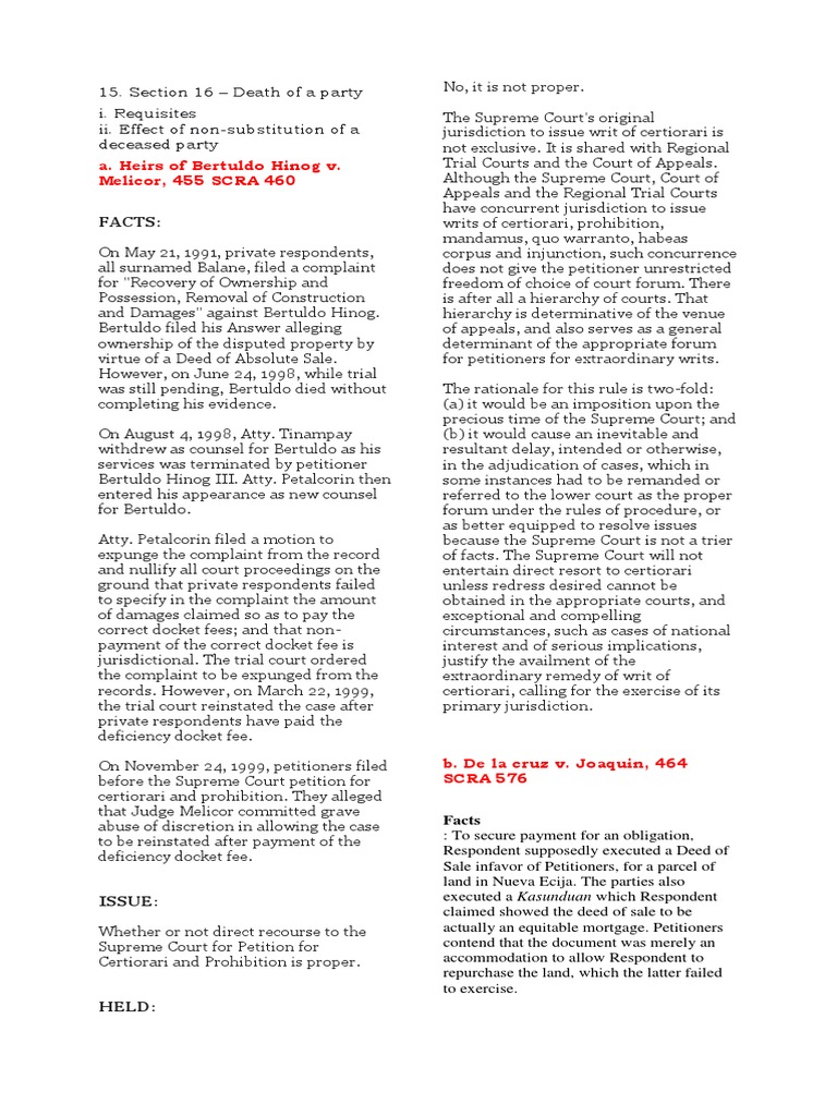 Civ Pro - Rule 3 (Secs. 16-22) | PDF | Lawsuit | Complaint