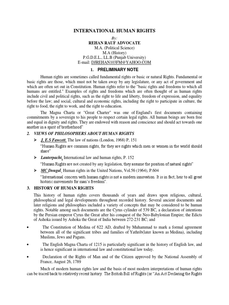 International Human Rights: Rehan Rauf Advocate | Download Free PDF ...