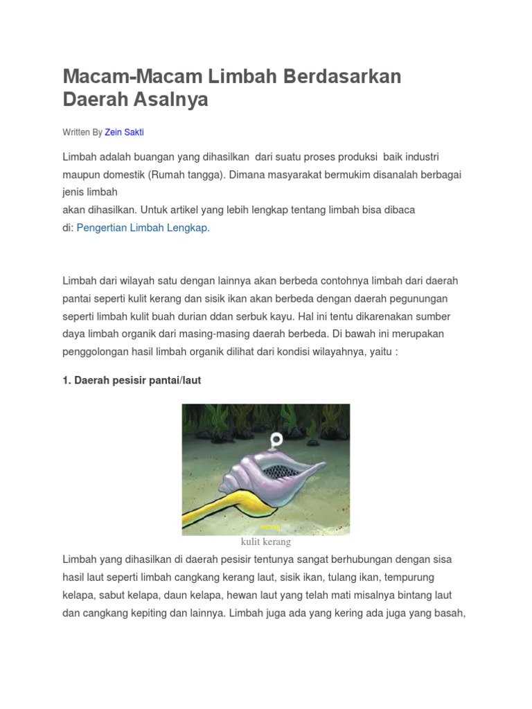 Macam Sampah Berdasarkan Daerah | PDF