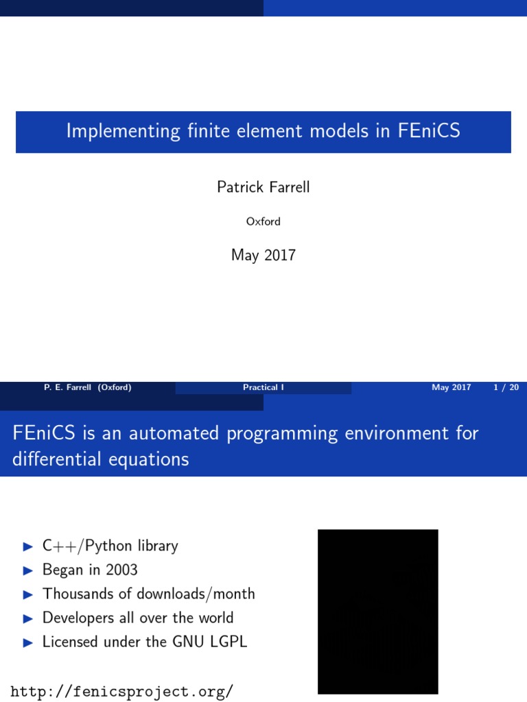 Implementing finite element models in FEniCS | PDF | Partial ...