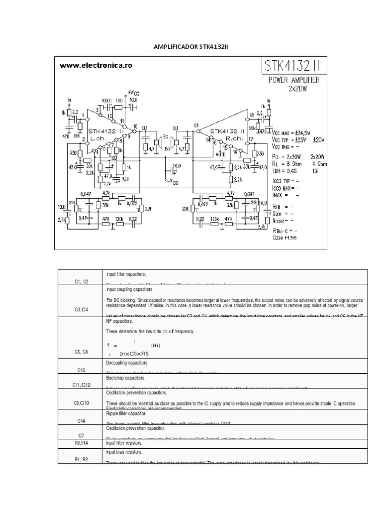 Amplificador Stk4132ii | PDF | Capacitor | Electrical Impedance