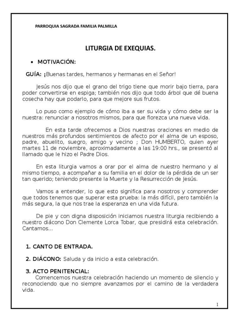 Exequias Padre de Mireya | PDF | Oración | eucaristía