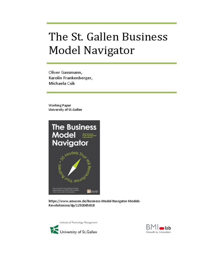 St. Gallen Business Model Navigator Insights | PDF | Business Model ...