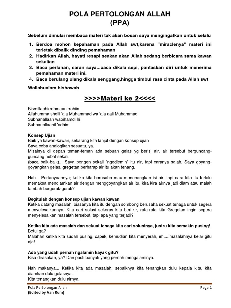 KulWA MATERI Pola Pertolongan Allah PDF | PDF