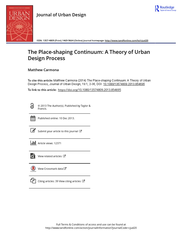 The Place Shaping Continuum A Theory of Urban Design Process | PDF ...