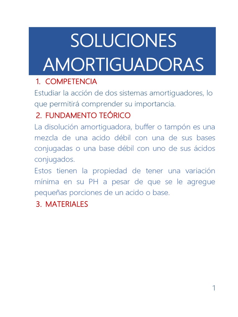 Soluciones Amortiguadoras | PDF | Solución tampón | Bicarbonato de sodio