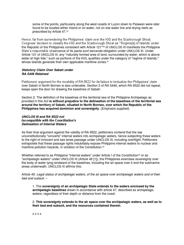 Statutory Claim Over Sabah Under RA 5446 Retained: Bed and Subsoil ...