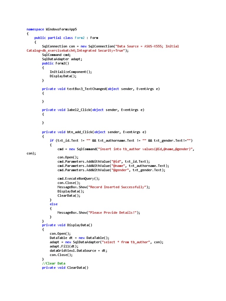 Namespace Public Partial Class New: Form2 | PDF | Teaching Methods ...