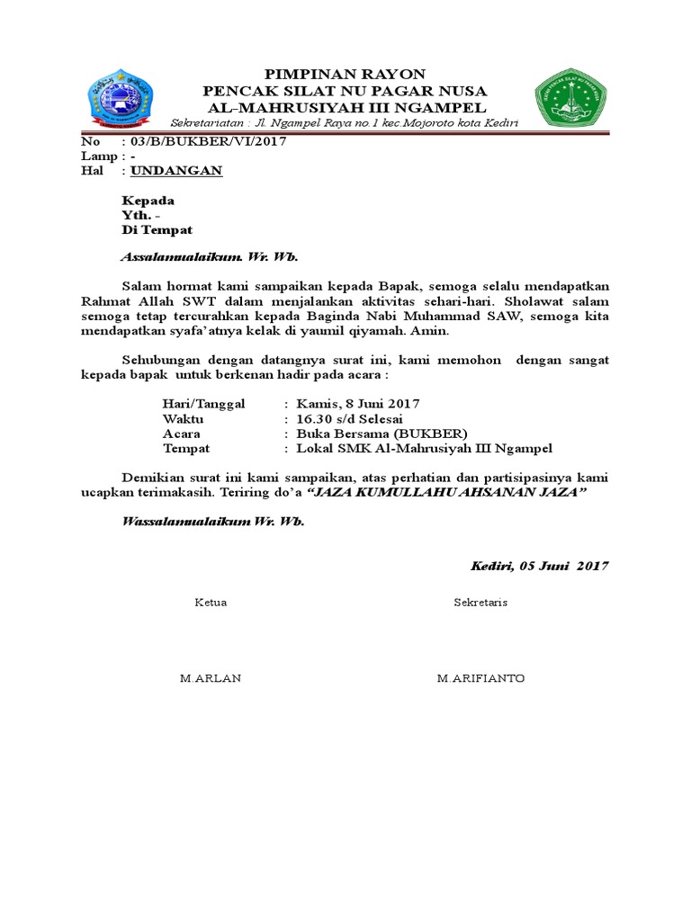 Surat Undangan BUKBER | PDF
