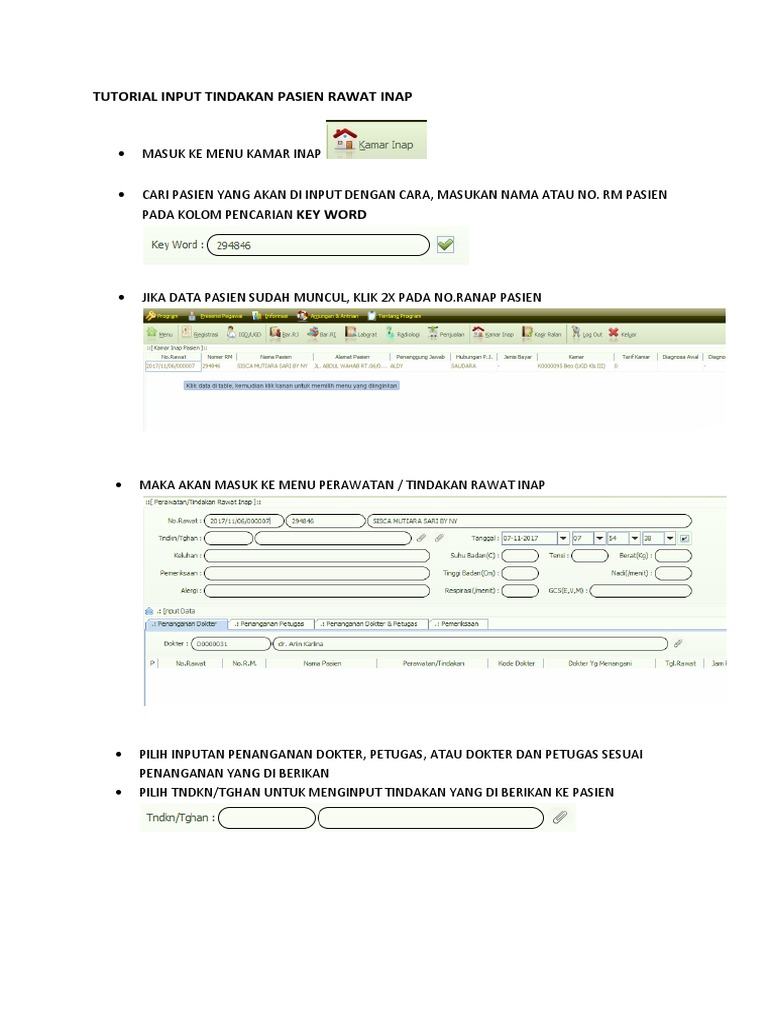 1.5 - Tutorial Input Tindakan Pasien Rawat Inap | PDF