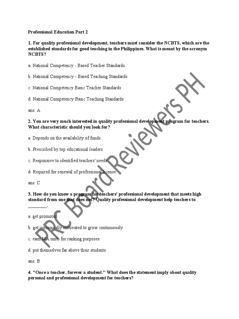 Professional Education Part 2 PDF | PDF | Teachers | Artificial ...