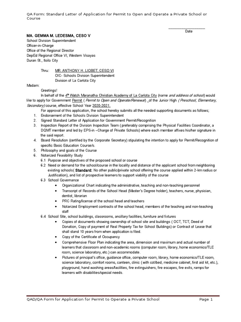 Permit To Operate | PDF | Classroom | Teachers