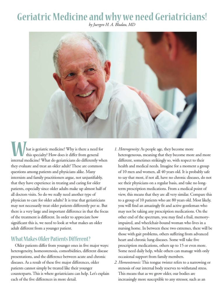 Geriatric Medicine and Why We Need Geriatricians!: What Makes Older ...