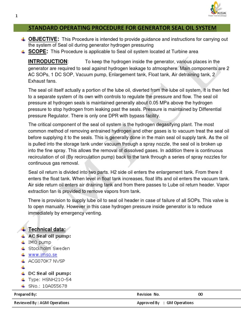Seal Oil Sop | PDF | Valve | Pump