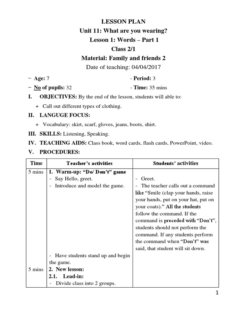 Lesson Plan | PDF | Flashcard | Lesson Plan