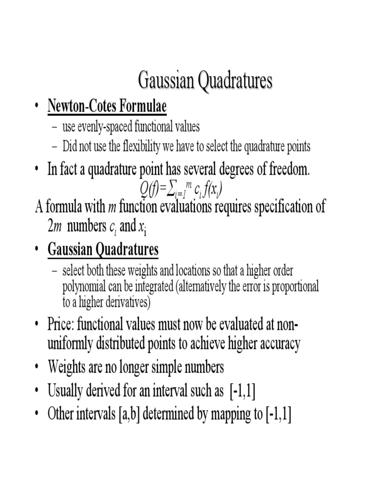 Gauss Quadrature Method | PDF | Numerical Analysis | Mathematical Concepts