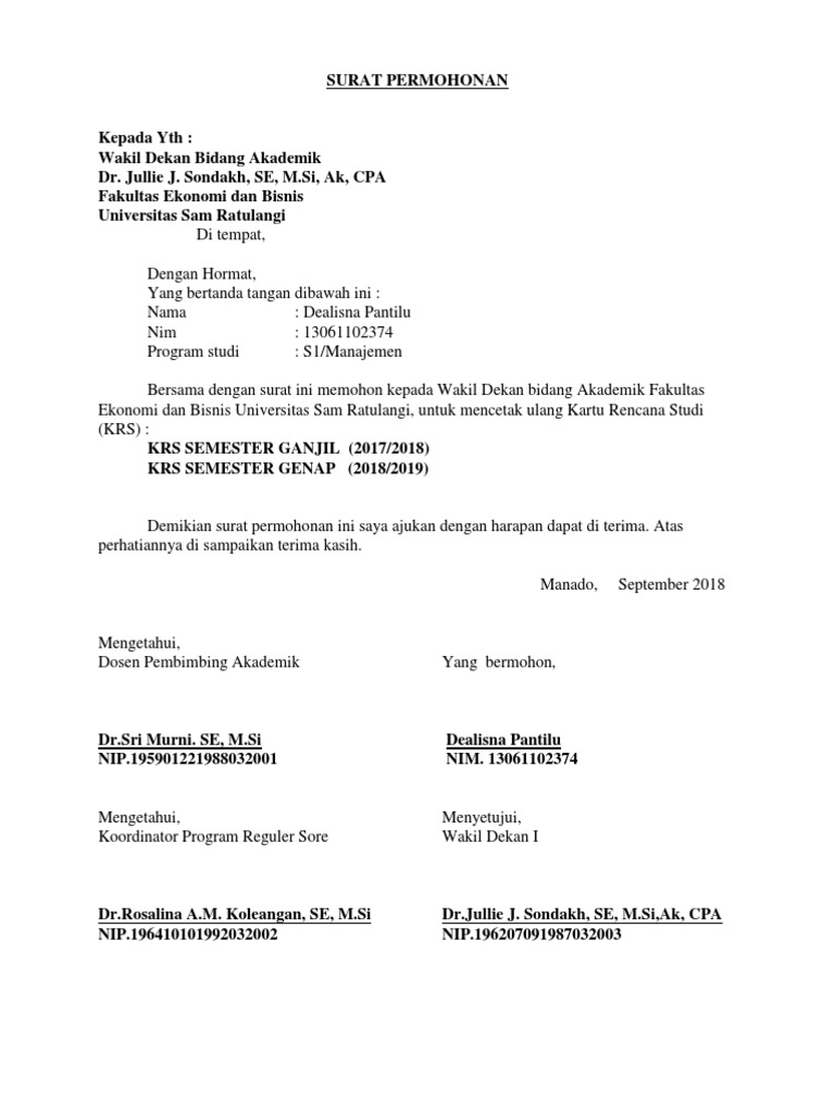 Surat Permohonan Krs | PDF