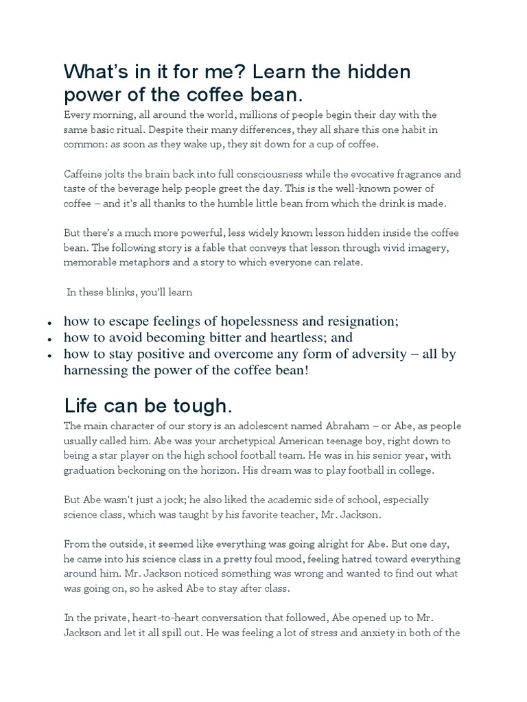 What's in It For Me? Learn The Hidden Power of The Coffee Bean | PDF ...