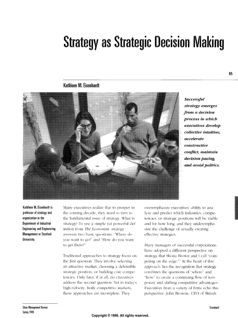 EISENHARDT - Strategy As Strategic Decision Making PDF | PDF