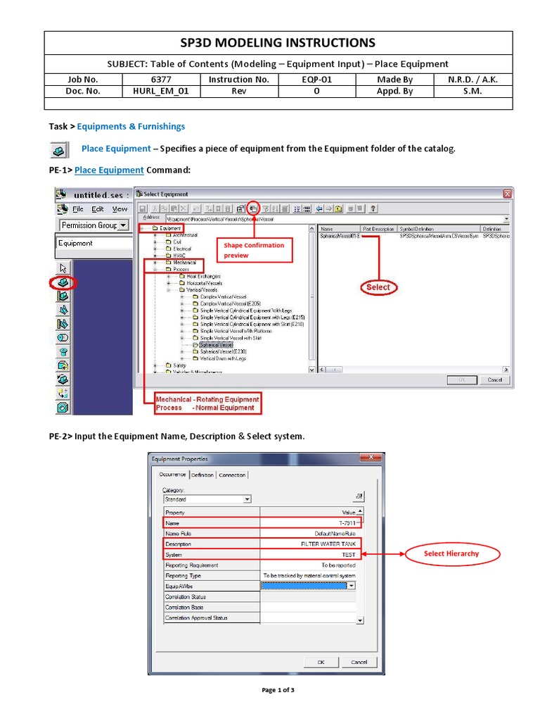Sp3D Modeling Instructions: SUBJECT: Table of Contents (Modeling ...