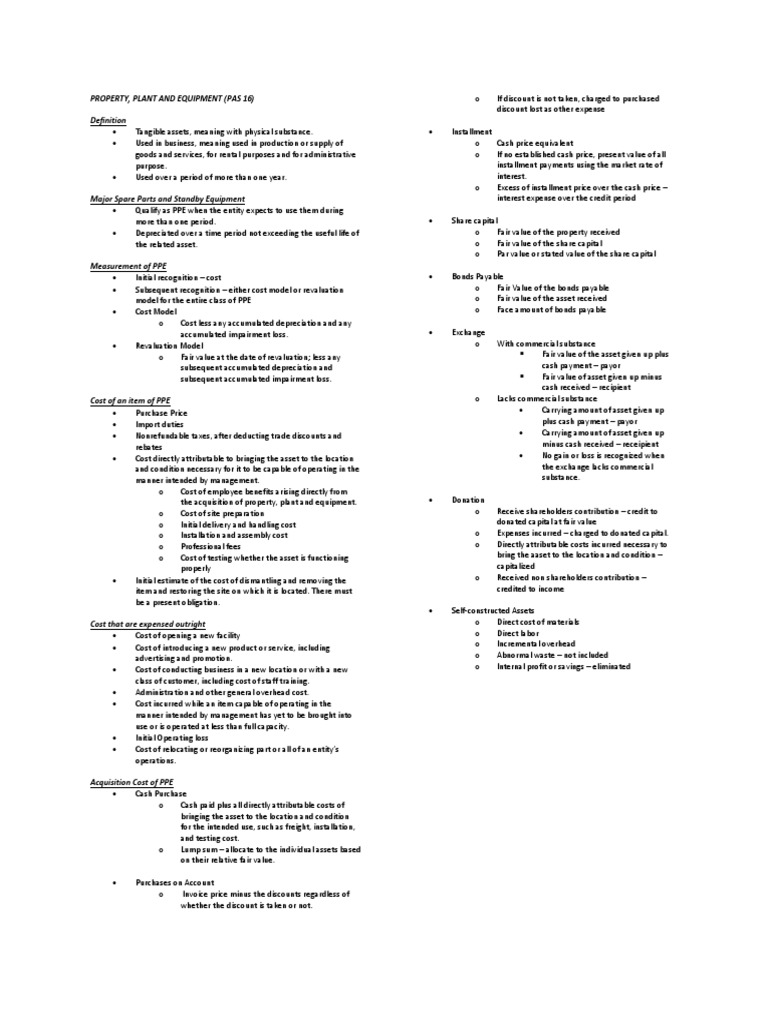 Property, Plant and Equipment (Pas 16) | PDF | Cost | Depreciation