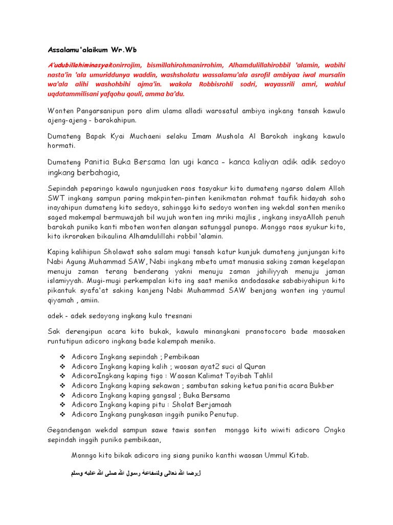 Contoh Teks MC Bukber | PDF