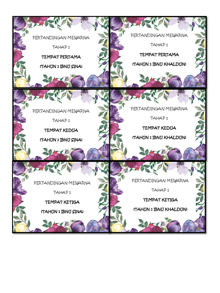 Tag Hadiah Pertandingan Mewarna 2019 | PDF | Olahraga & Rekreasi