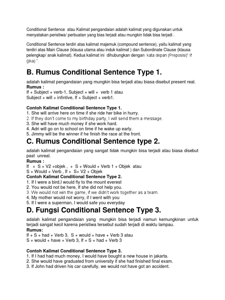 B. Rumus Conditional Sentence Type 1 | PDF