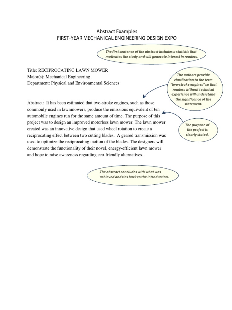 First YearMechanicalEngineeringDesignExpo 2011 Abstractexamples | PDF ...