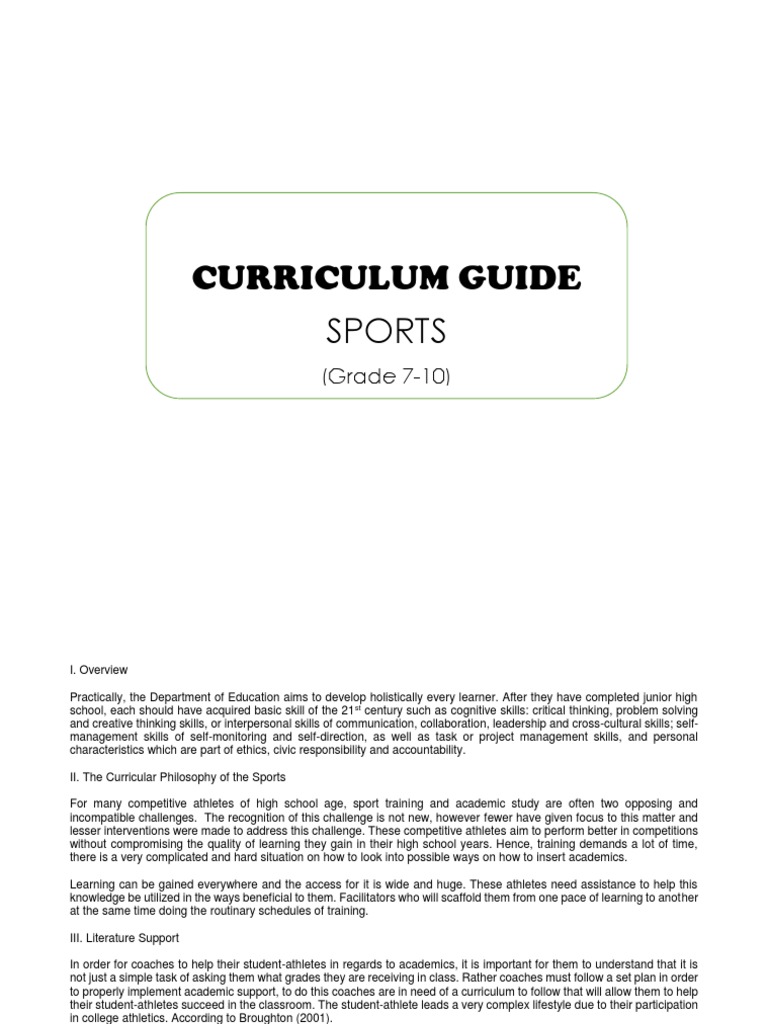 Sports Curriculum Sample | PDF | Curriculum | Goal