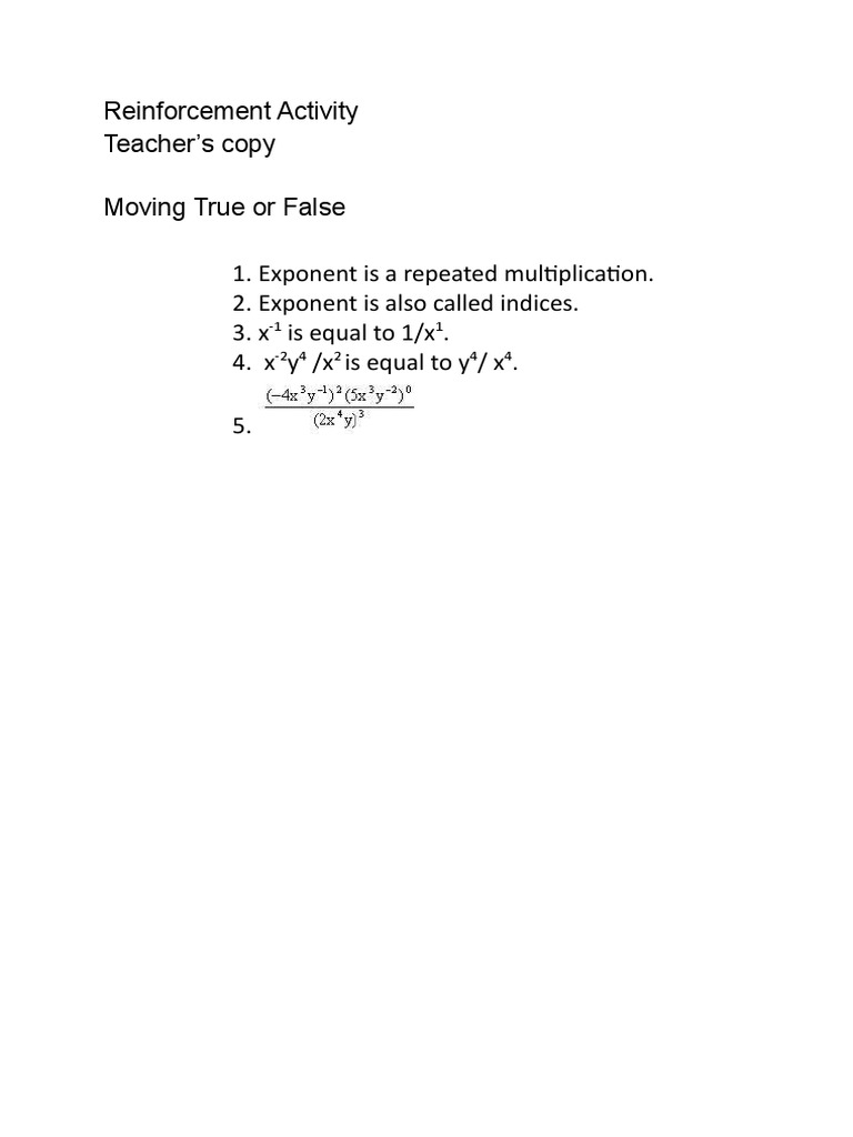Reinforcement Activity | PDF