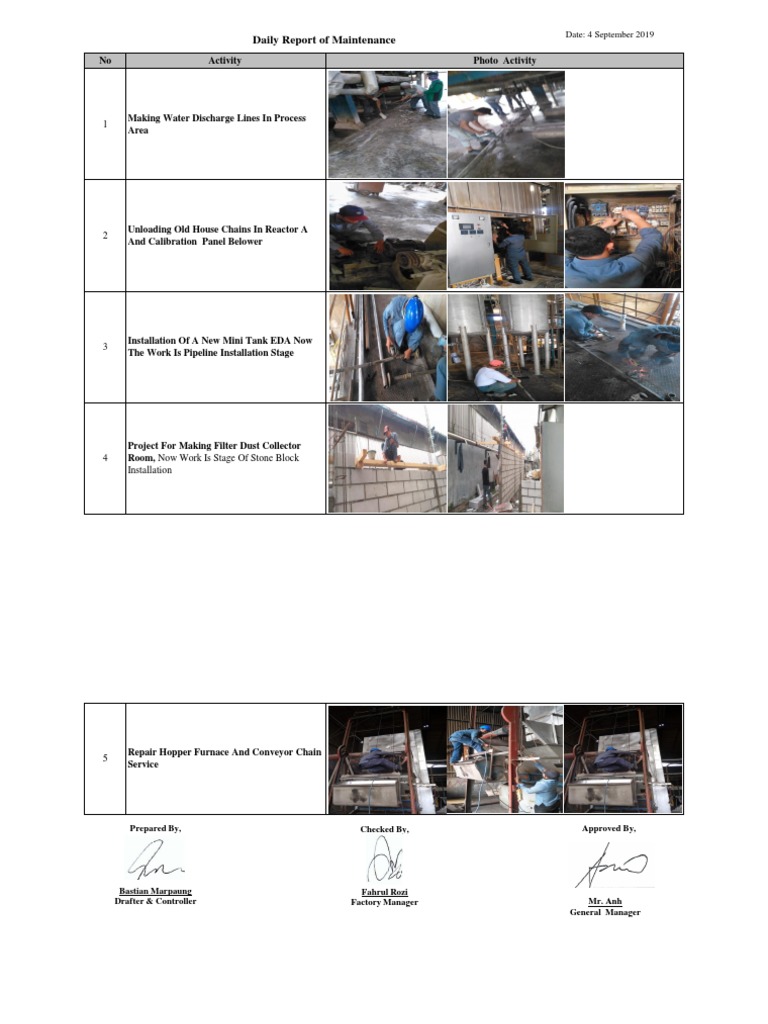 Report Maintenance & Process PT. CMS Chemical Indonesia 4 September ...
