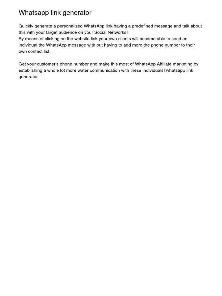 Whatsapp Link Generator | PDF