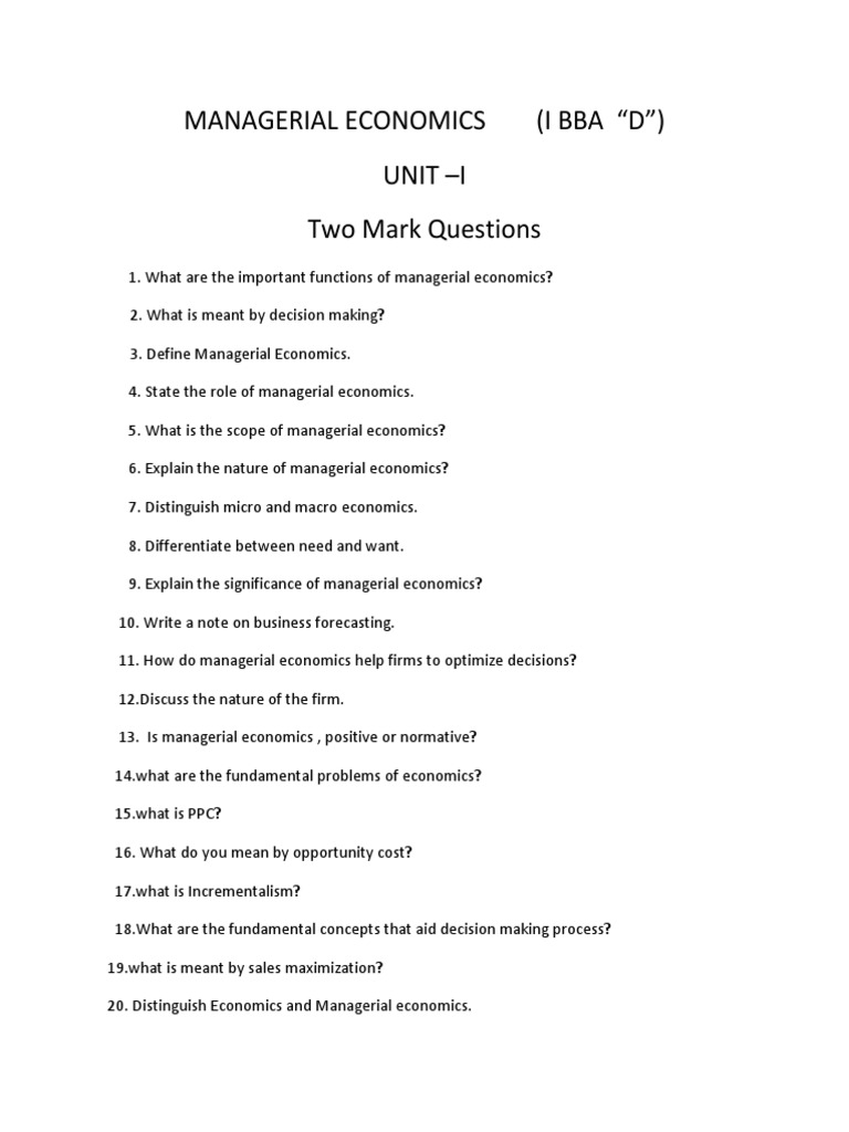 Key Concepts in Managerial Economics | PDF