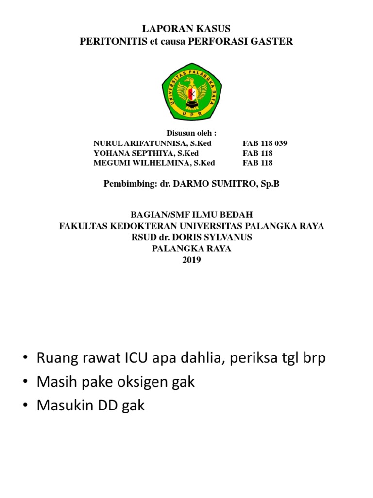 Lapsus Peritonitis Ec Perforasi Gaster | PDF