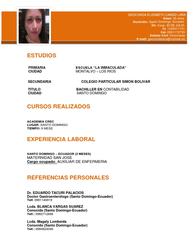 HOJA de VIDA CINDY | PDF