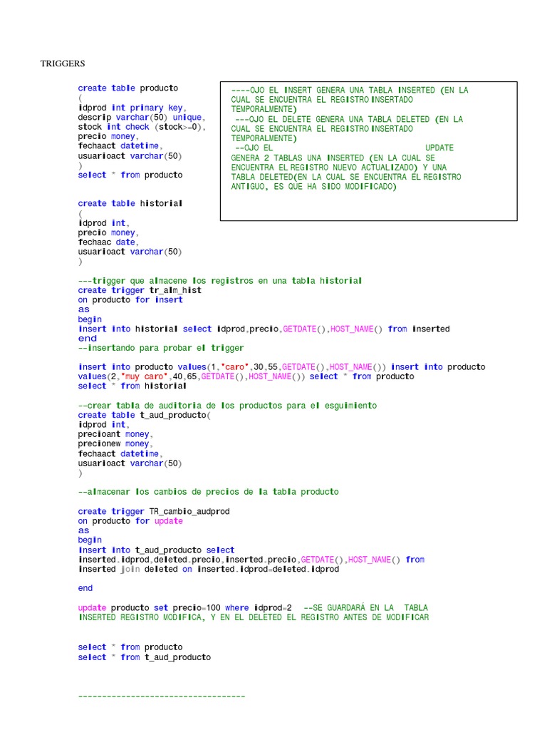 Triggers Repaso | PDF | Bases de datos | Gestión de datos