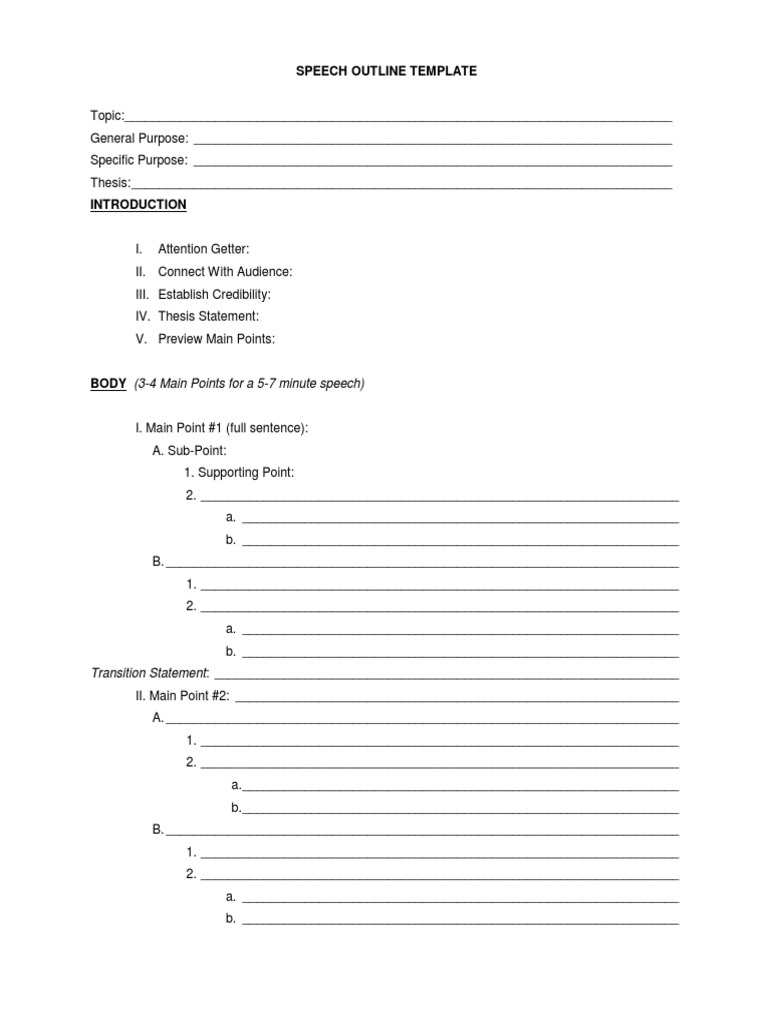 Speech Outline Example | PDF
