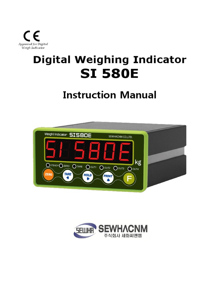 SI 580E - Sehwa PDF | PDF | Weighing Scale | Weight