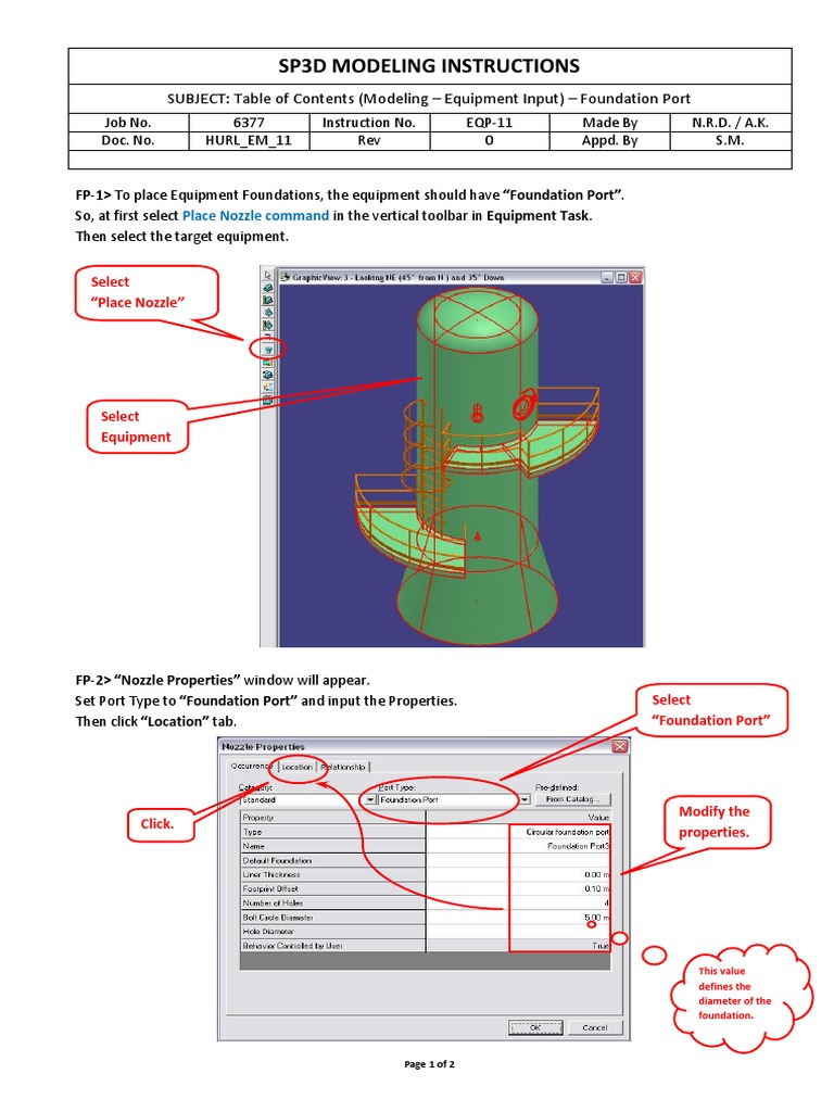 Sp3D Modeling Instructions: SUBJECT: Table of Contents (Modeling ...
