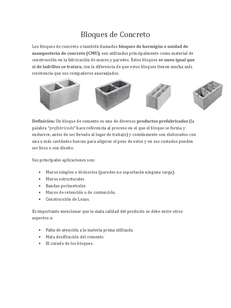 Bloques de Concreto | PDF | Hormigón | Cemento