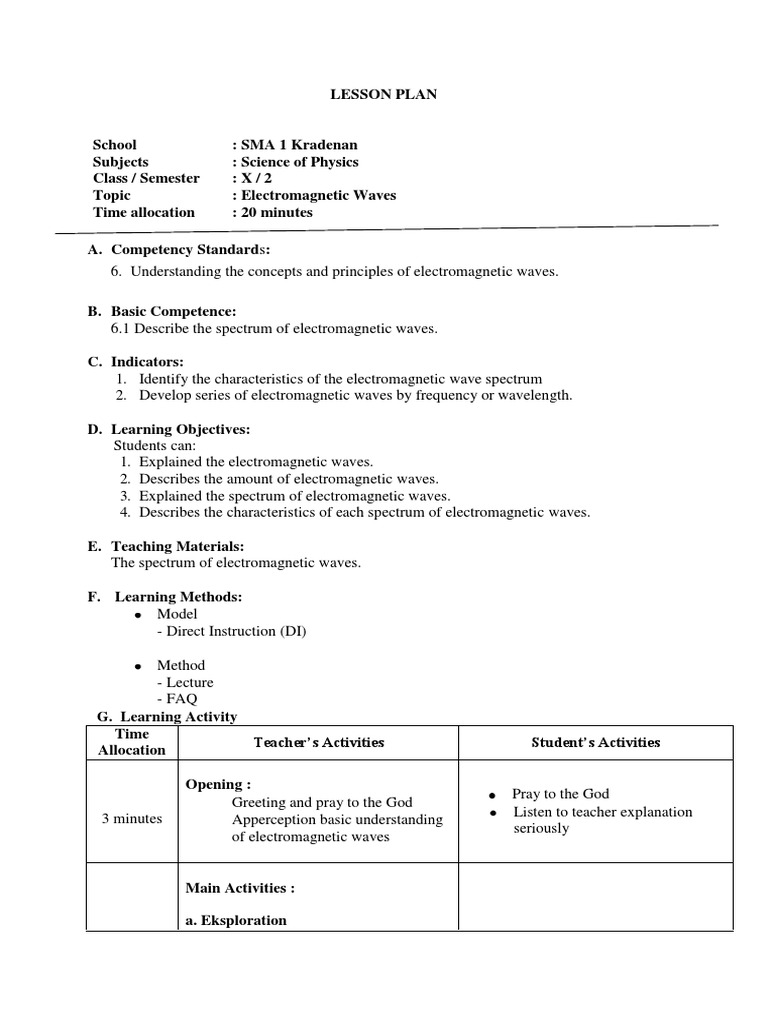 Electromagnetic Waves Lesson Plan | PDF | Waves | Electromagnetic Radiation