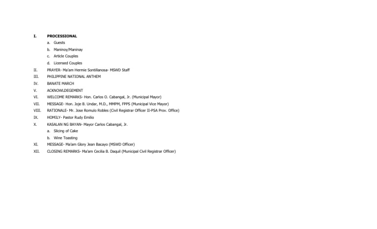 Kasalan NG Bayan Flow Program | PDF