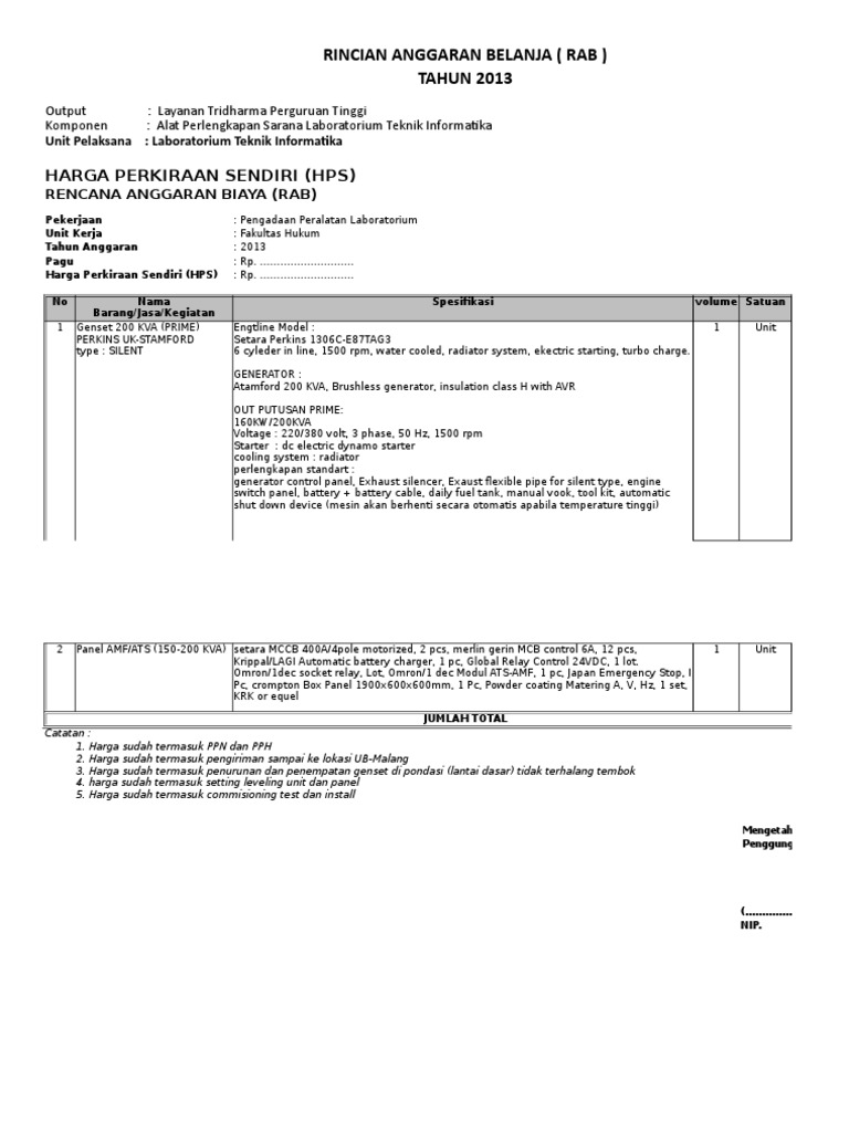 Contoh-RAB LAb | PDF