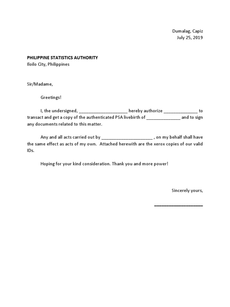 Auth Letter | Business