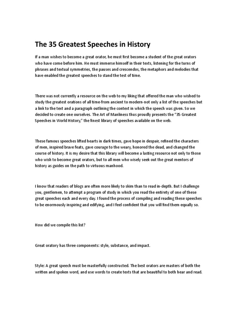 The 35 Greatest Speeches in History | PDF | Apology (Plato ...