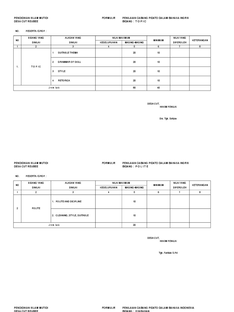 Format Nilai | PDF