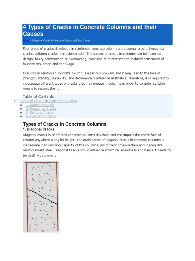 4 Types of Concrete Column Cracks: Causes & Identification | PDF ...